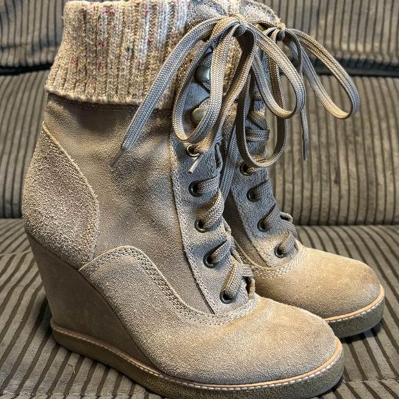 Report Collection | Shoes | Report Women Girls Tan Wedge Booties Lace ...